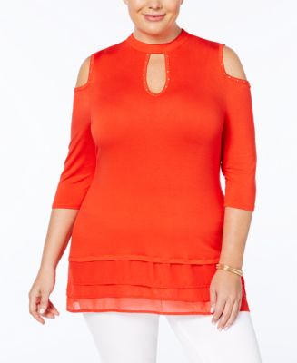 Belldini Plus Size Cutout Mock-Neck Tunic - Macy's