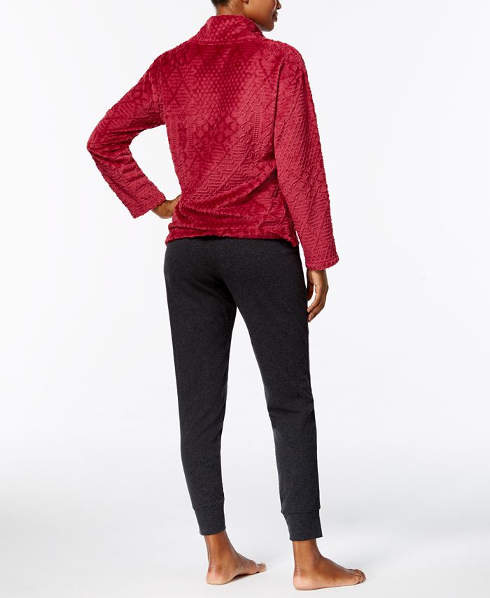 Nautica Plush Textured Top & Jogger Pants Pajama Set - Macy's