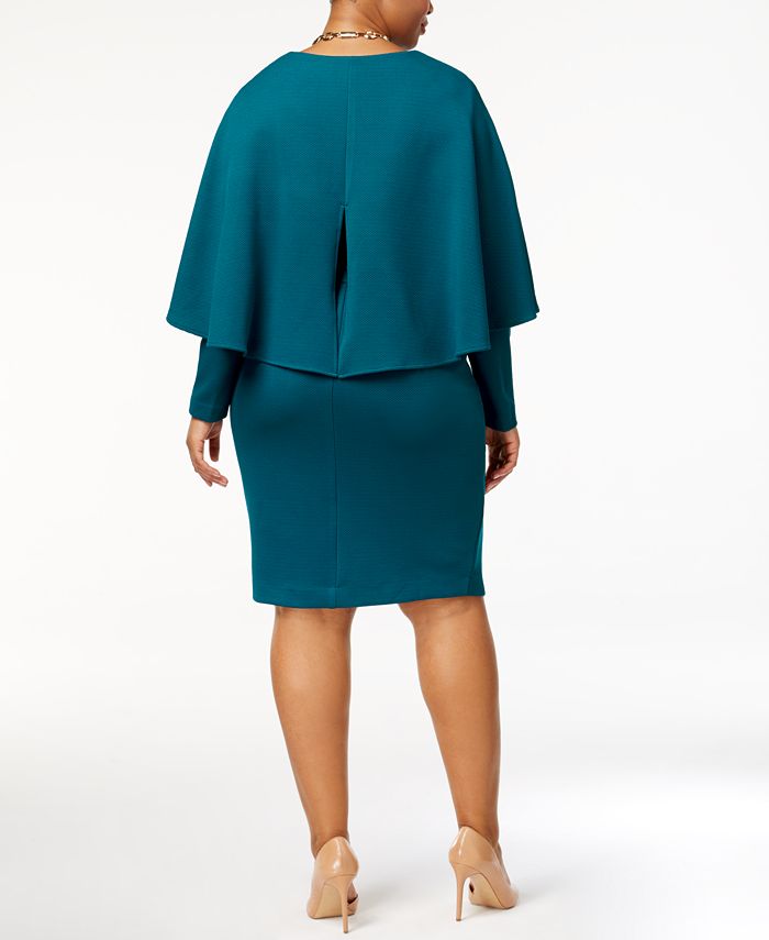 Monif C. Trendy Plus Size Zip-Front Cape Dress - Macy's