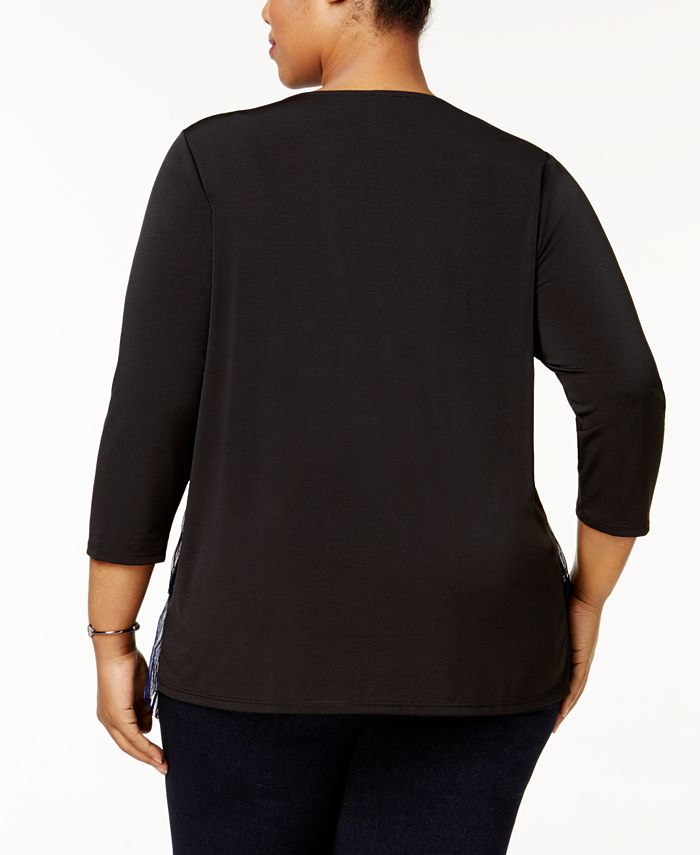 NY Collection Plus Size Layered-Look Metallic Top - Macy's