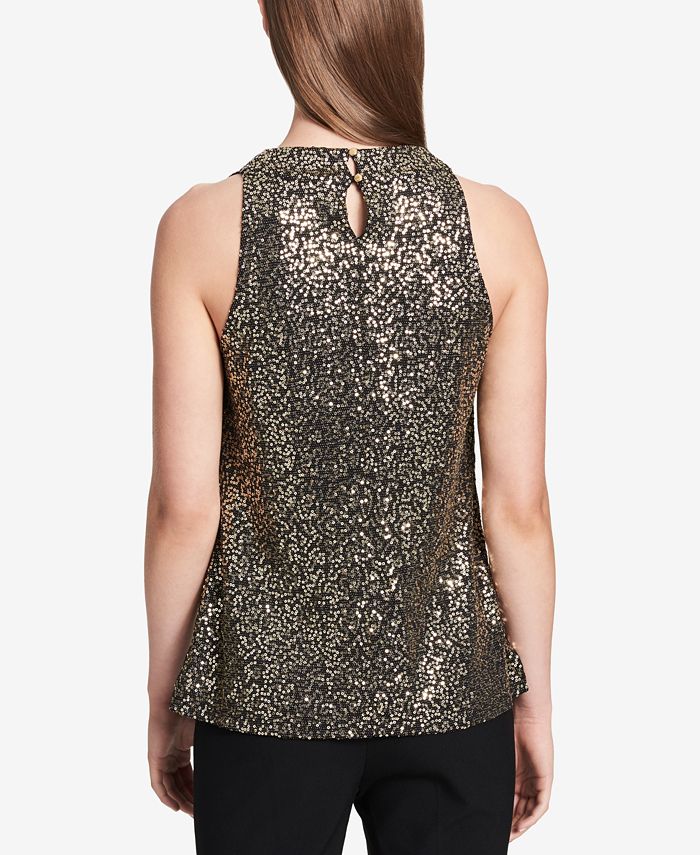 Calvin Klein Sequined Cowl-Neck Top - Macy's