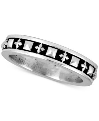 King Baby Men's Stud & Cross Stack Ring in Sterling Silver - Macy's