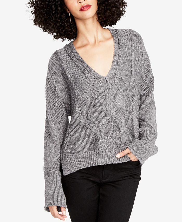 RACHEL Rachel Roy Split-Sleeve Cable-Knit Sweater - Macy's