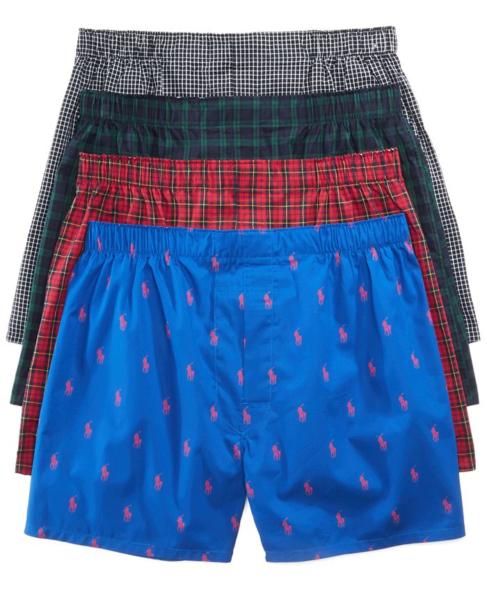 Polo Ralph Lauren Men's 4-Pack. Printed Woven Cotton Boxers - Macy's