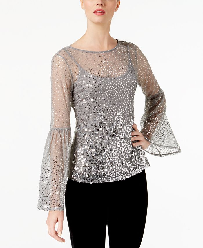 INC International Concepts I.N.C. Sequinned Illusion Top, Created for ...