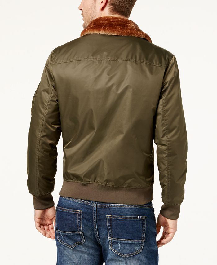 American Rag Men's Faux Fur Collar Flight Jacket, Created for Macy's ...
