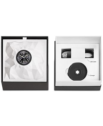 Montblanc Unisex Swiss Summit Black Leather Strap Smart Watch 46mm - Macy's