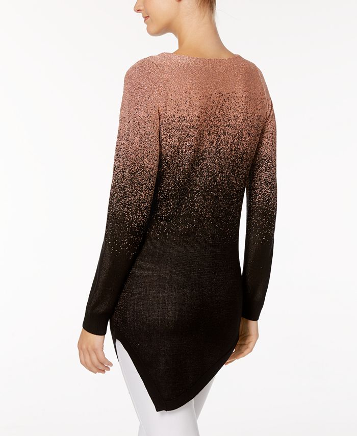 NY Collection Metallic Ombré Tunic Sweater - Macy's