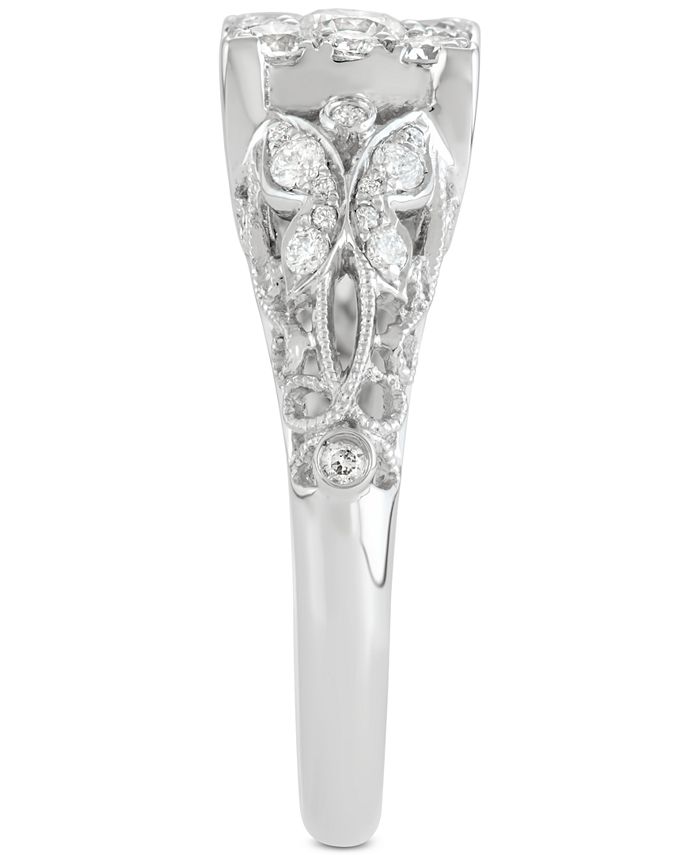 Macy's Diamond Cluster Openwork Engagement Ring (7/8 ct. t.w.) in 14k ...