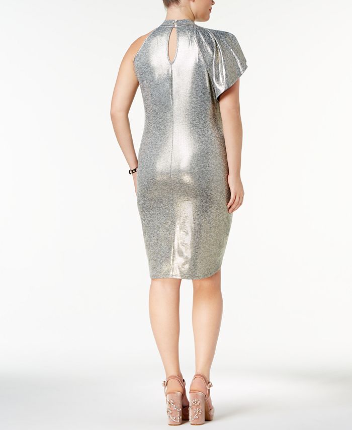 Love Squared Trendy Plus Size One-Shoulder Metallic Dress - Macy's