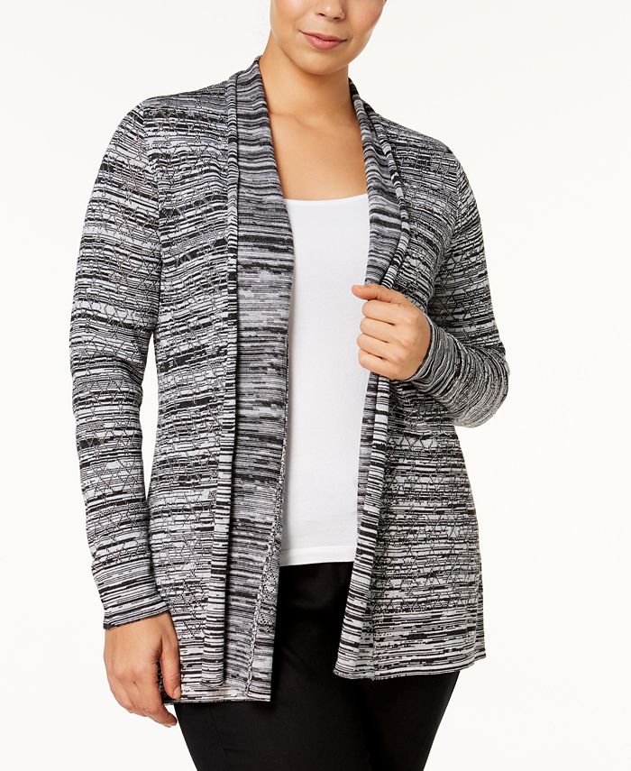 Belldini Plus Size Marled Open-Front Cardigan - Macy's
