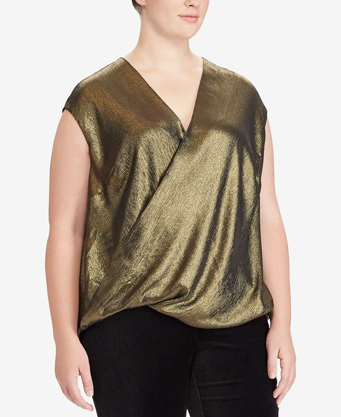 Lauren Ralph Lauren Plus Size Metallic Surplice Top - Macy's