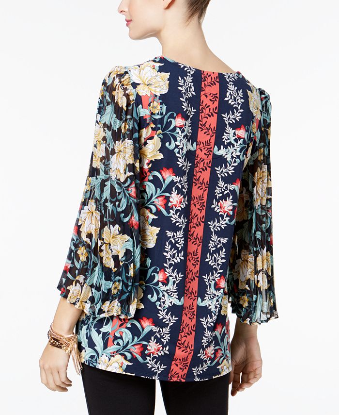 JM Collection Pleated Angel-Sleeve Tunic, Created for Macy's - Macy's