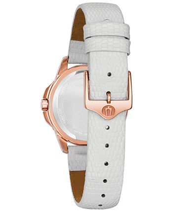 Bulova Women's White Lizard Leather Strap Watch 28mm 98P119 - Macy's