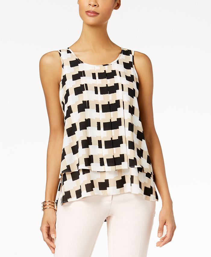 Alfani Printed Pleated-Front Blouse, Created for Macy's - Macy's