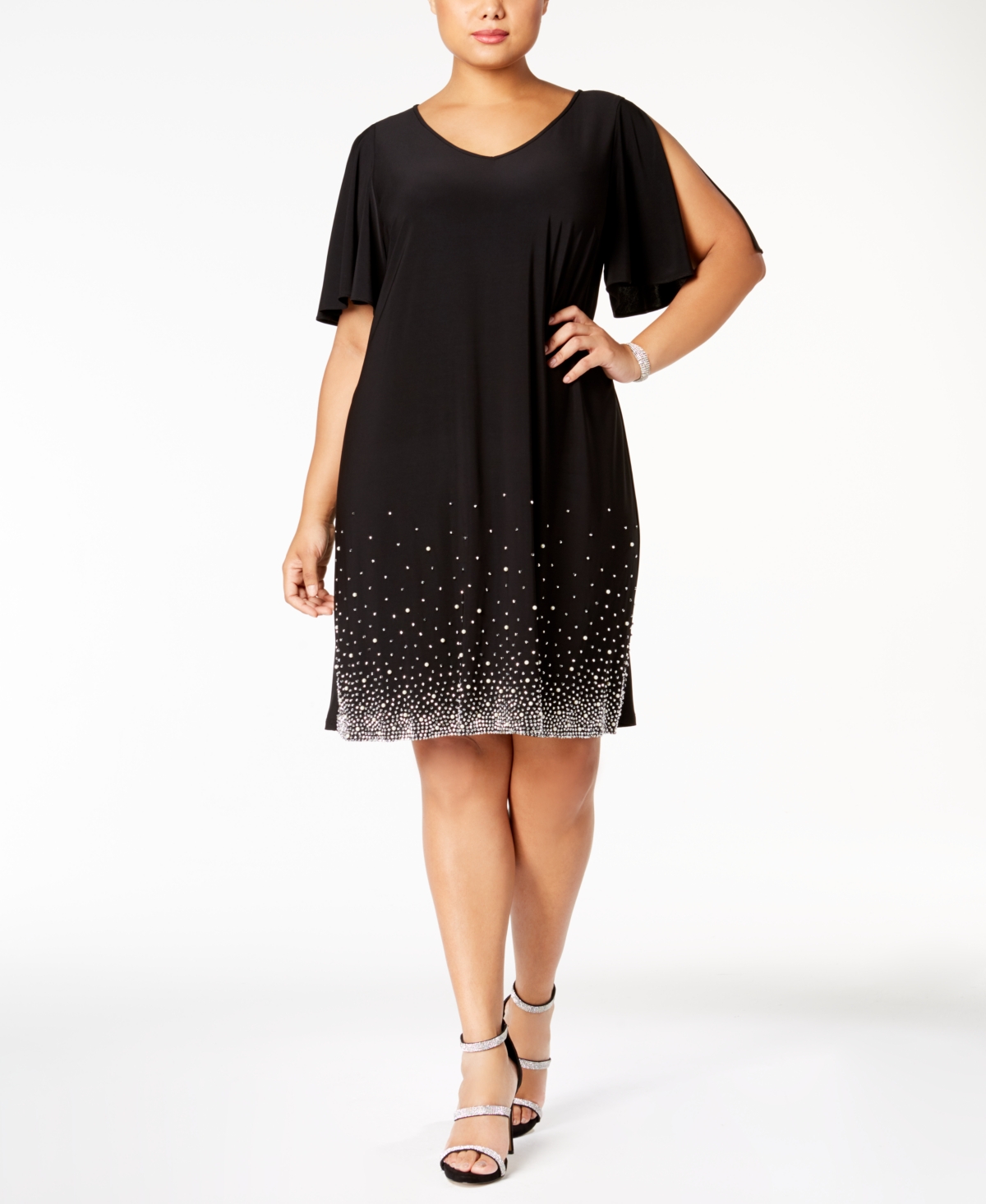 Click here for Msk Plus Size Beaded Shift Dress - Black prices