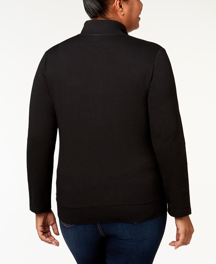 Karen Scott Plus Size Knit Mock-Neck Jacket, Created for Macy's ...