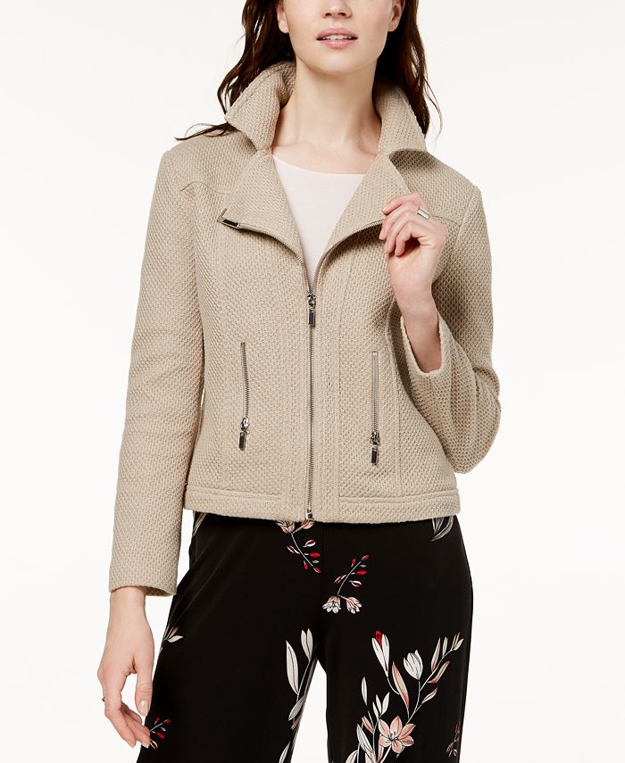 Alfani Textured Knit Moto Jacket, Created for Macy's - Macy's