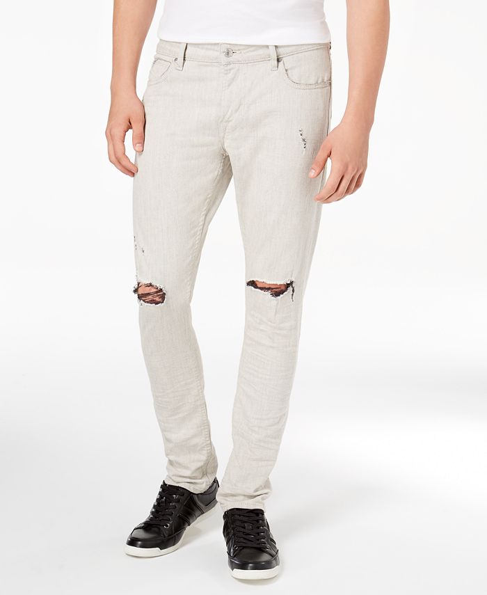 GUESS Men's Ripped Skinny Fit Stretch Jeans - Macy's