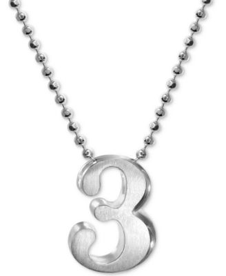 Alex Woo Number 3 Pendant Necklace in Sterling Silver - Macy's