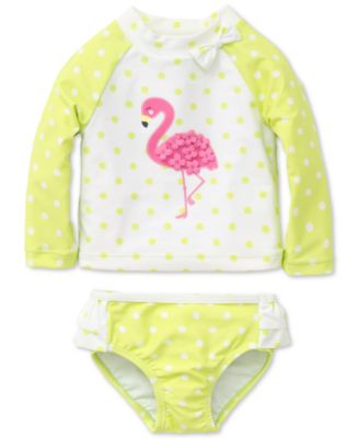 Little Me 2-Pc. Flamingo Rash Guard Set, Baby Girls - Macy's