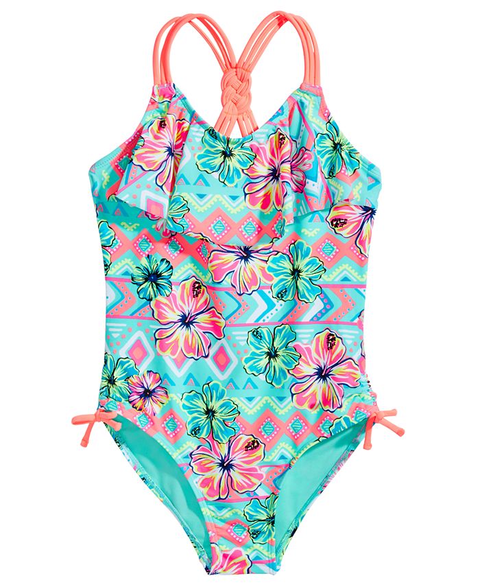 Breaking Waves 1-Pc. Floral-Print Swimsuit, Big Girls - Macy's