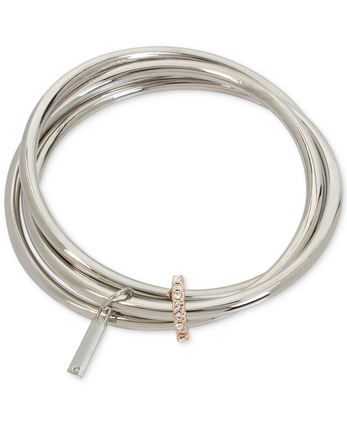 Kenneth Cole Gold-Tone 3-Pc. Set Crystal Charm Bangle Bracelets - Macy's