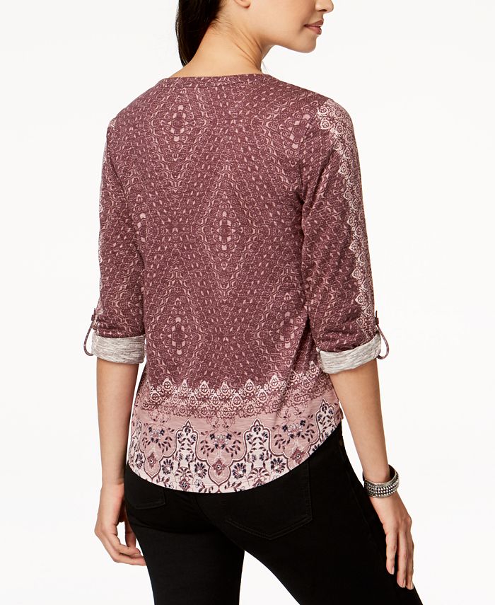 Style & Co Mixed-Print Utility Top, Created for Macy's - Macy's
