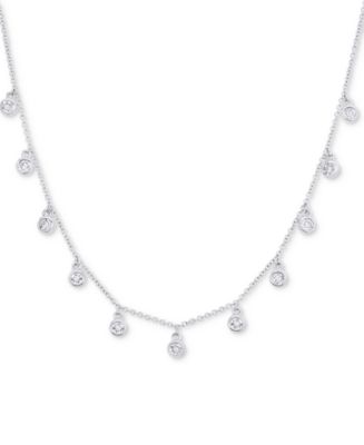 Wrapped Diamond Dangle Drop Collar Necklace (1/4 ct. t.w.) in Sterling ...