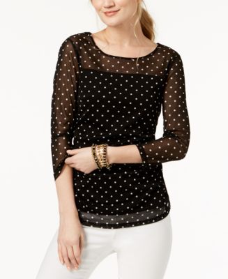 I.N.C. Dot-Print Illusion Top, Created for Macy's - Macy's