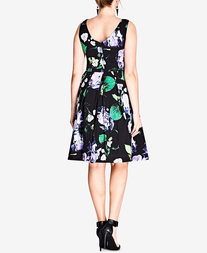 City Chic Trendy Plus Size Printed Fit And Flare Dress Macys