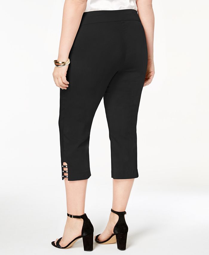 Jm Collection Plus Size Lattice Hem Capri Pants Created For Macys