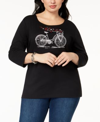 Karen Scott Plus Size Cotton Embellished T-Shirt, Created for Macy's ...