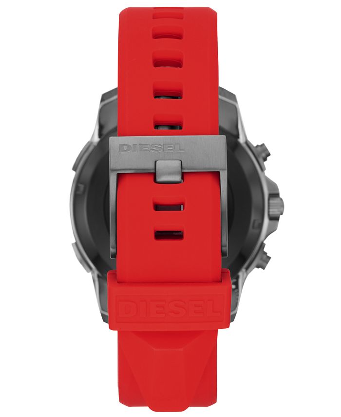 Diesel On Men's Full Guard Red Silicone Strap Touchscreen Smart Watch ...
