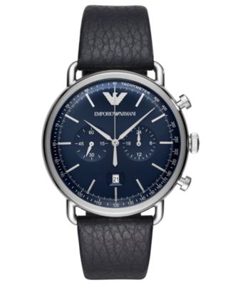 Emporio Armani Men's Chronograph Blue Leather Strap Watch 43mm - Macy's