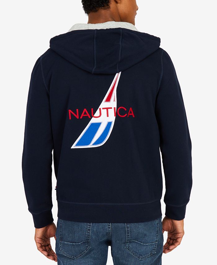 Nautica Men's J Class Embroidered-Logo Full-Zip Fleece Hoodie - Macy's