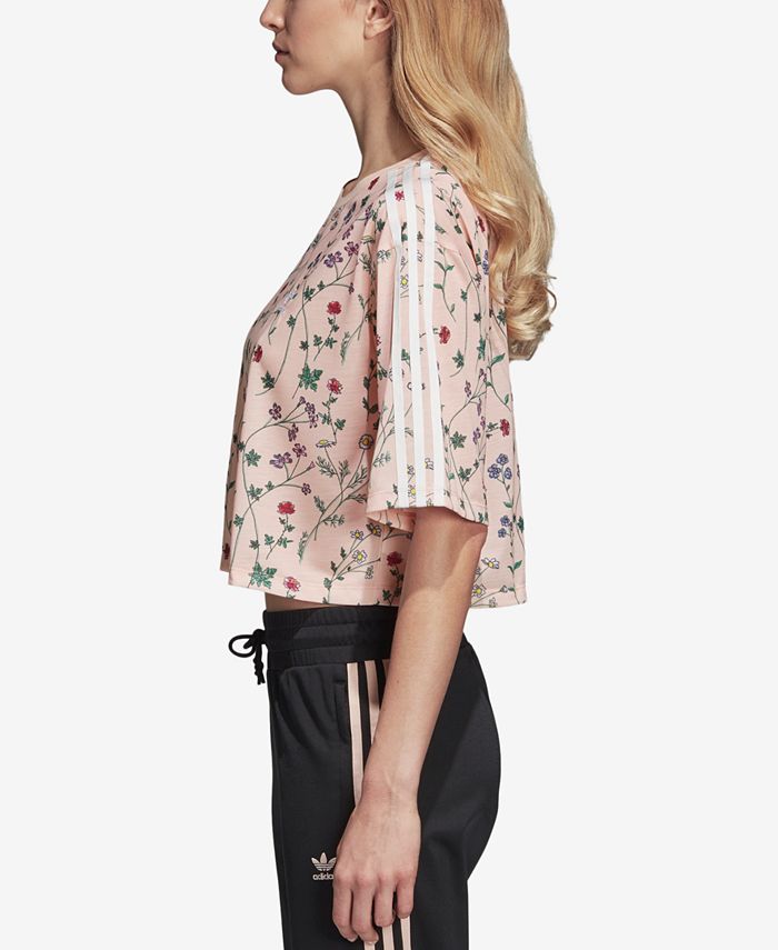 adidas Floral-Print Cropped T-Shirt - Macy's