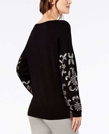 INC International Concepts I.N.C. Scoop-Neck Sequin-Embellished Sweater ...