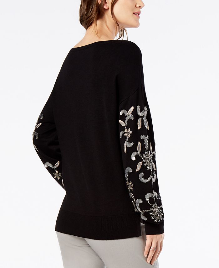 INC International Concepts I.N.C. Scoop-Neck Sequin-Embellished Sweater ...