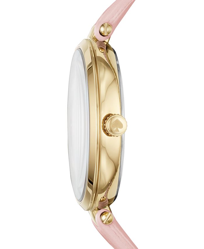 kate spade new york Women's Holland Pink Leather Strap Watch 34mm - Macy's