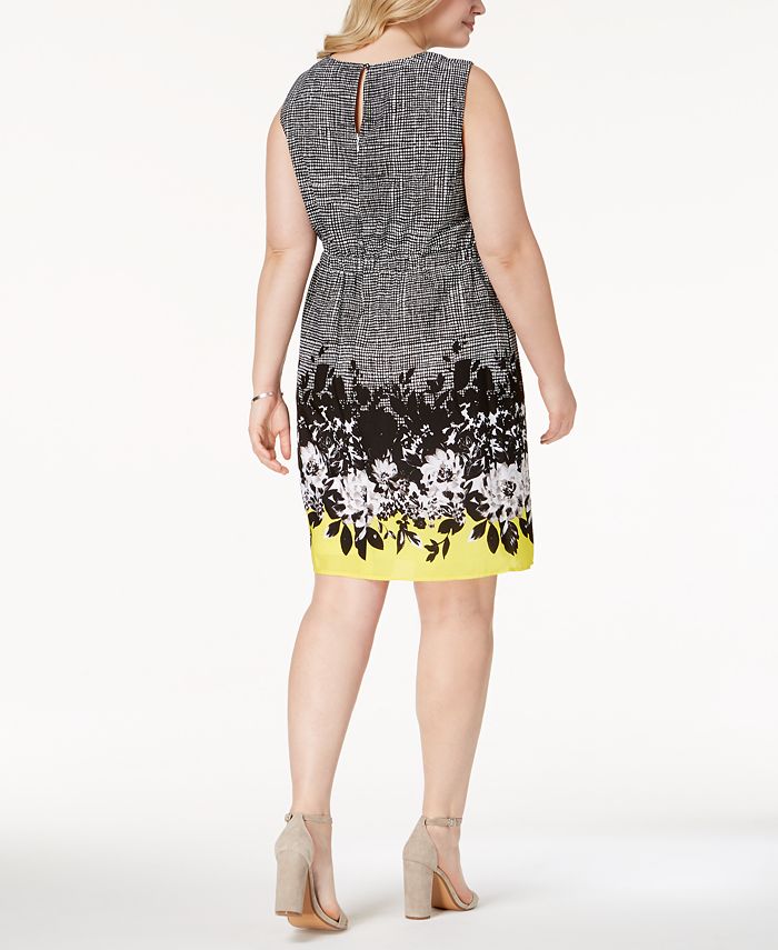 Ellen Tracy Plus Size Printed Drawstring Dress - Macy's