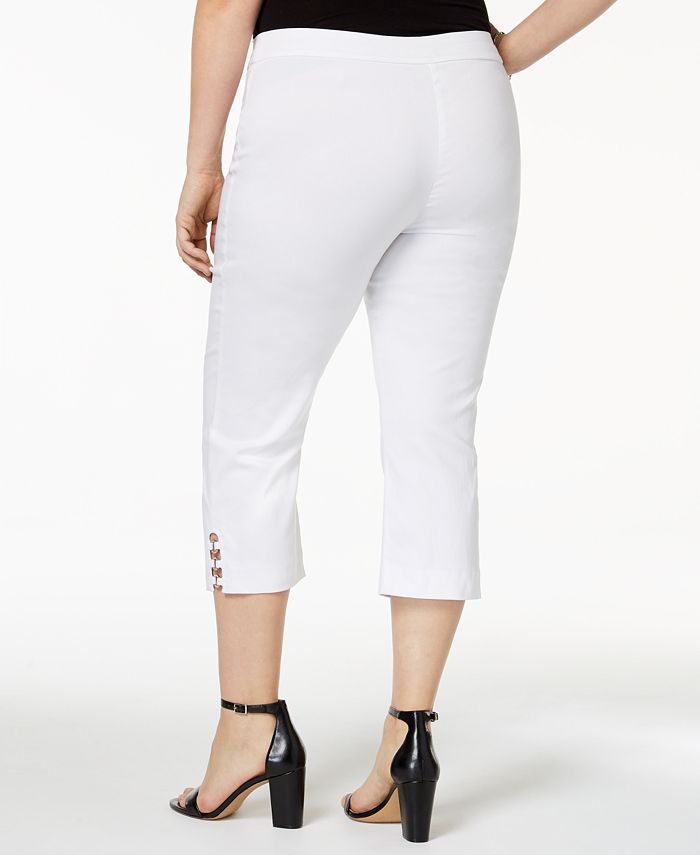 Jm Collection Plus Size Lattice Trimmed Capri Pants Created For Macys