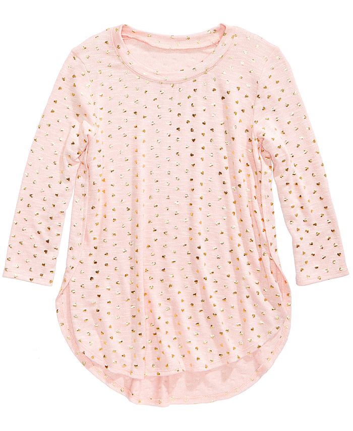 Love, Fire Heart-Print Space-Dyed Hacci Top, Big Girls - Macy's