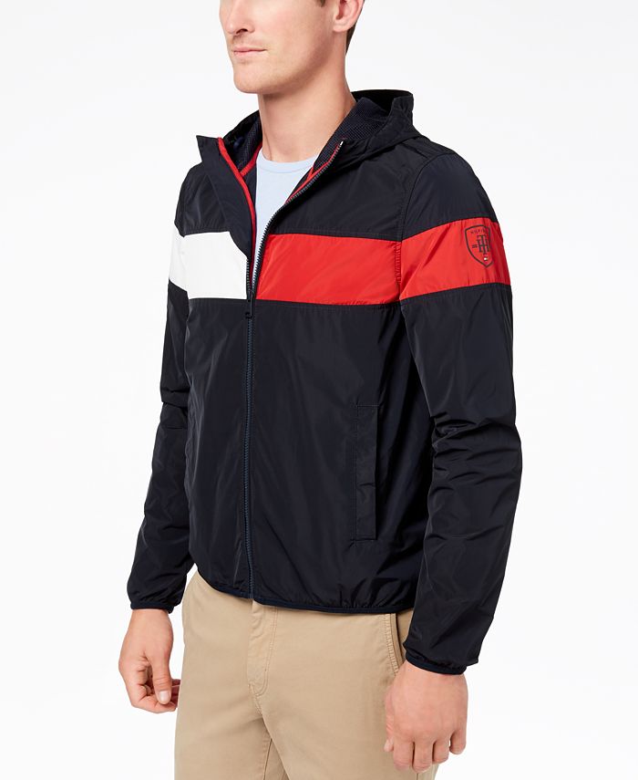 Tommy Hilfiger Men's Erwin Colorblocked Hooded Windbreaker, Created for ...