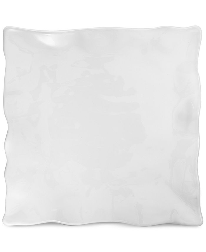 Q Squared Large White Ruffle Melamine Square Platter - Macy's