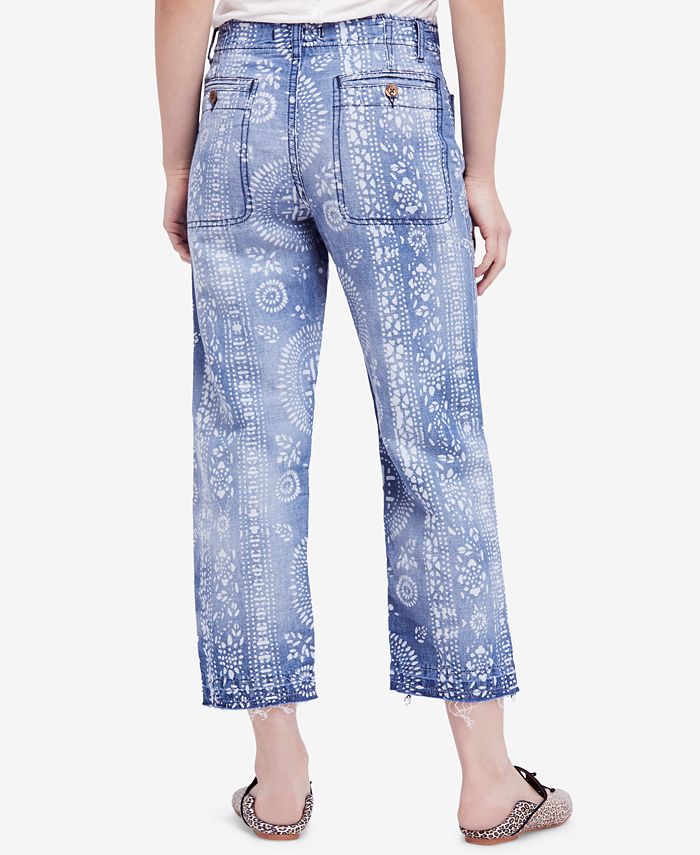 Free People Island Vibes Printed Ankle Jeans - Macy's