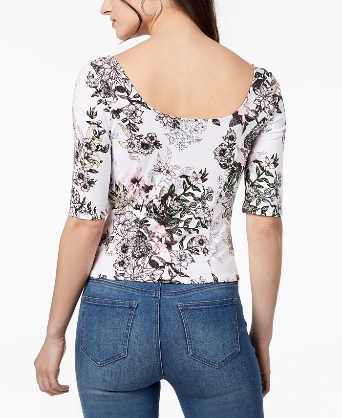 GUESS Floral-Print Top, Created for Macy's & Reviews - Tops - Juniors ...
