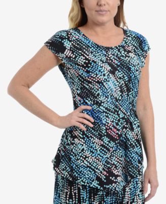 NY Collection Printed Side-Gathered Top - Macy's
