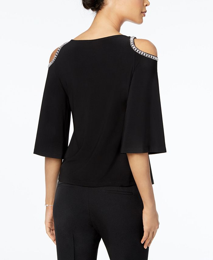 MSK Petite Embellished Cold-Shoulder Top - Macy's