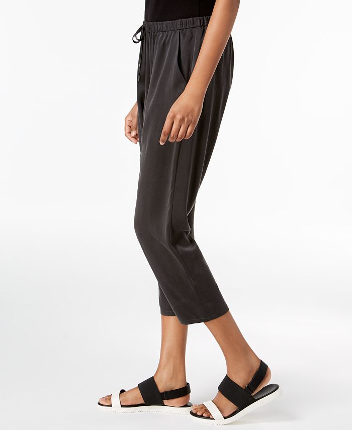 Eileen Fisher Silk Slouchy Drawstring-Waist Pants - Macy's